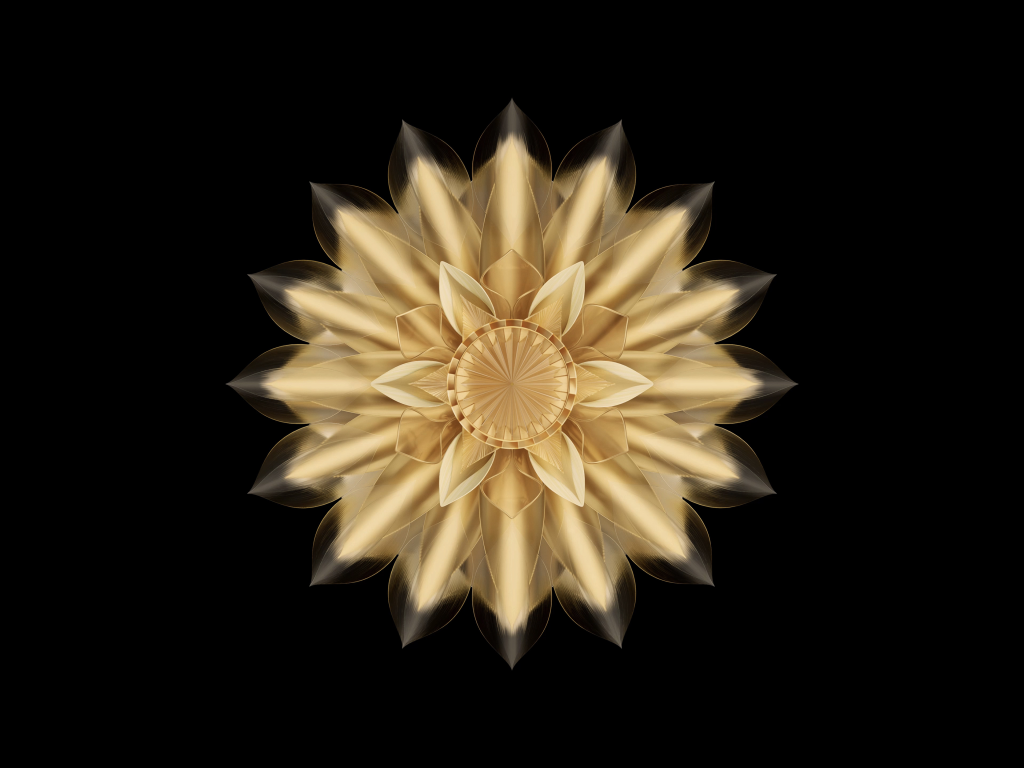 Golden Wallpaper 4K, Abstract flower, HONOR Magic V2