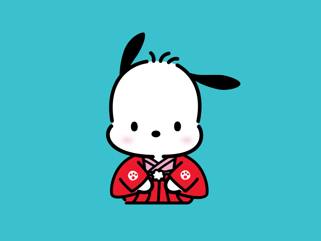 Pochacco Wallpaper 4K, Cute cartoon, Cyan background, 5K